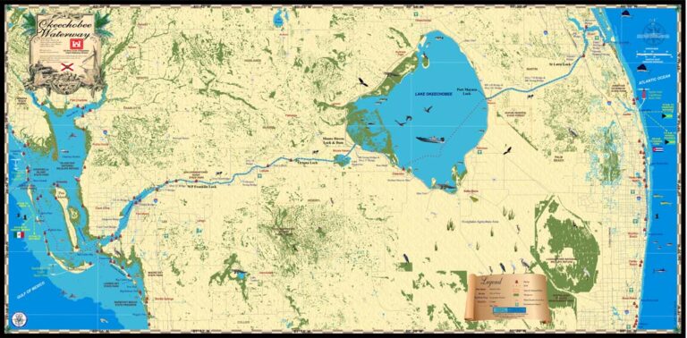 Okeechobee Waterway Map - Island Map Store