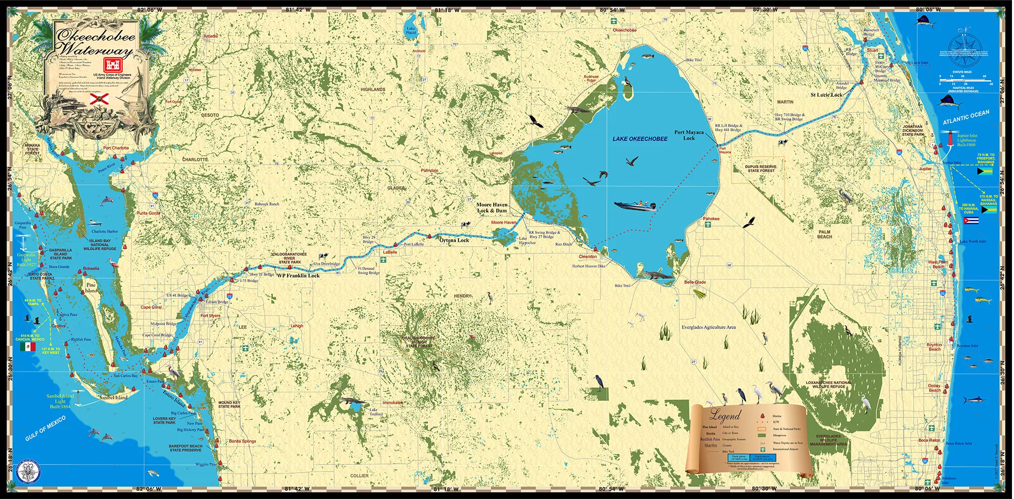 The Okeechobee Waterway Captain s Log At The Island Map Store The Okeechobee Waterway Captain s Log At The Island Map Store